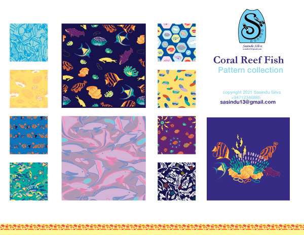 Coral reef fish seamless repeat pattern collection by Sasindu Silva at Coroflot.com