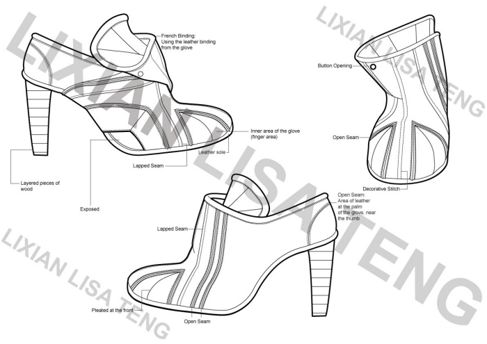 Footwear & Garment Technical and Outline Drawing by LiXian-Lisa Teng at ...