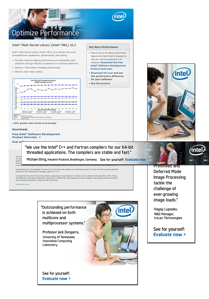 Various Intel Landing Pages and Emails by Jennifer Homer at Coroflot.com