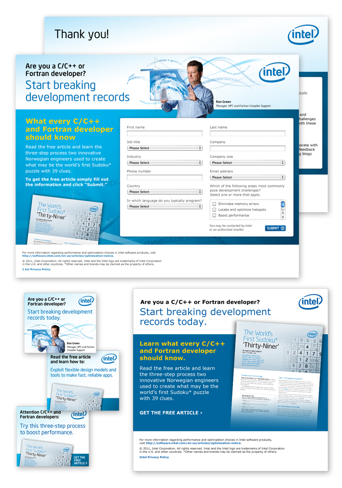 Various Intel Landing Pages and Emails by Jennifer Homer at Coroflot.com