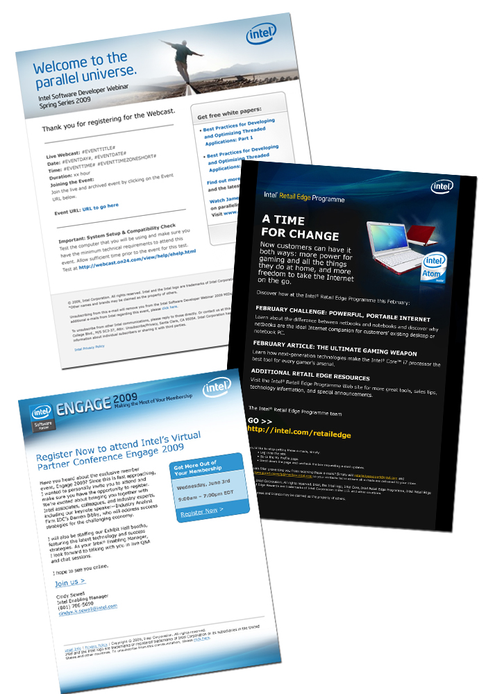 Various Intel Landing Pages and Emails by Jennifer Homer at Coroflot.com