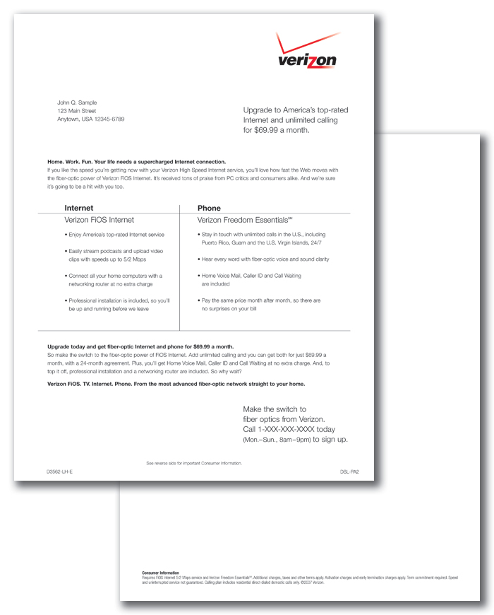 Print Production: Verizon (Direct Mail) by Ricardo Cordoba at Coroflot.com