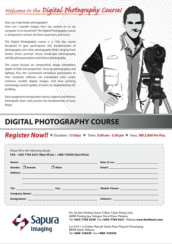 Digital Photography Course Flyer with Form by Lisa Loke at Coroflot.com