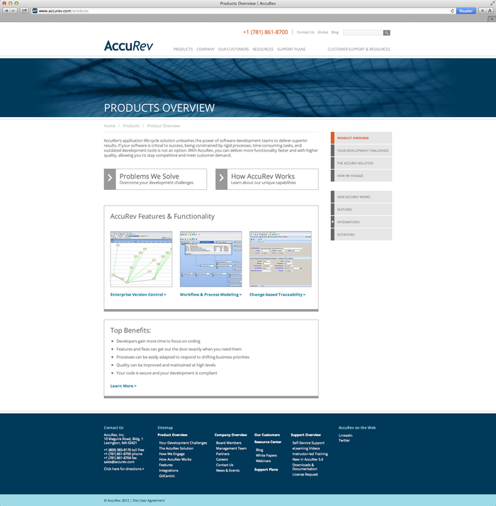 AccuRev Website Design by Laura Incatasciato at Coroflot.com