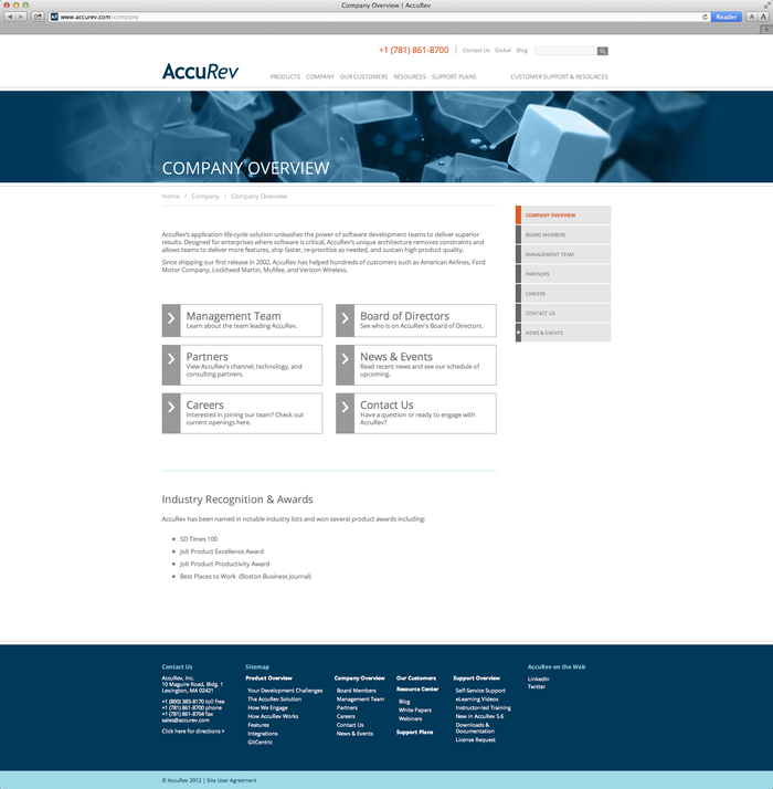 AccuRev Website Design by Laura Incatasciato at Coroflot.com