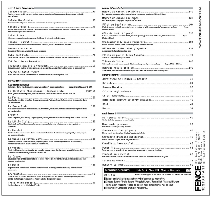 FENCE RESTAURANT MENU print by Xavier Horlaville at Coroflot.com