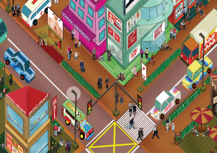 BIG MURAL art dot art 12 ft x 30ft by Abstract Paguinto at Coroflot.com