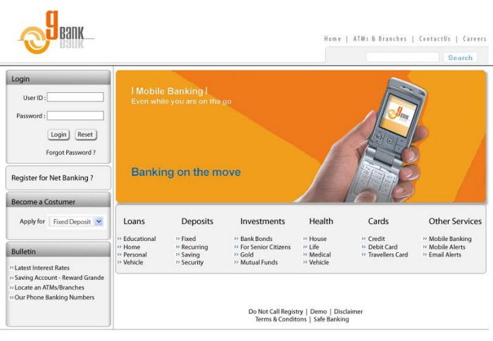 User Centred Design - G-Bank website by prithu sah at Coroflot.com