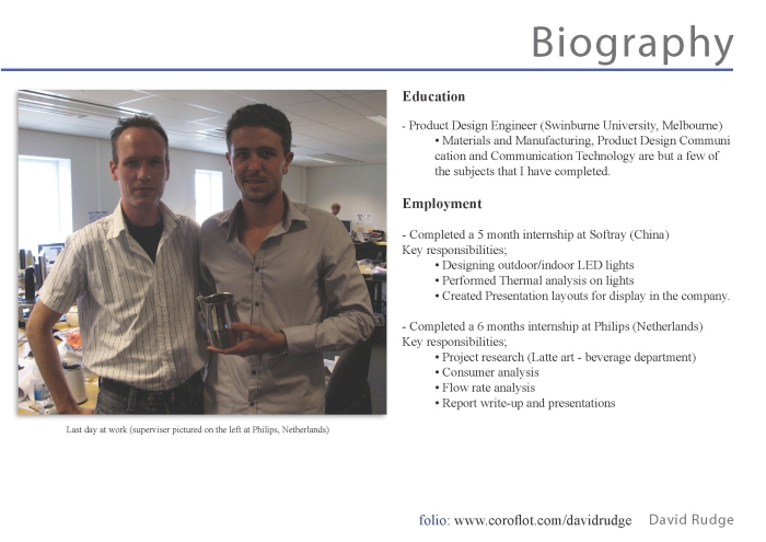 Portfolio by David Rudge at Coroflot.com