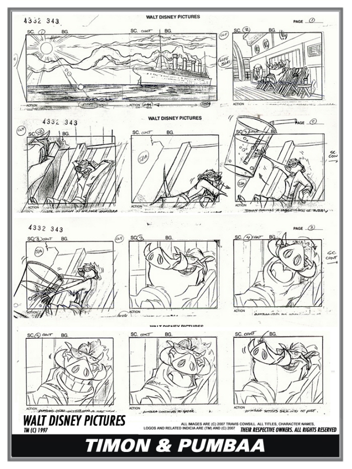 Walt Disney STORYBOARDS-Timon & Pumbaa- Going Overboard by Travis ...