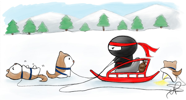 Ninja-themed Christmas Cards by Naomi Hoang at Coroflot.com