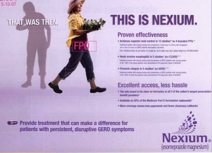 Nexium - sales aid & annotated sales aid by Shira Feldman at Coroflot.com