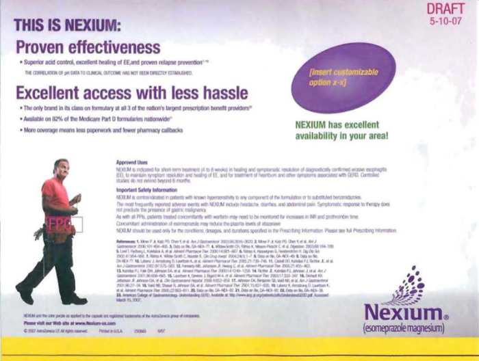 Nexium - sales aid & annotated sales aid by Shira Feldman at Coroflot.com