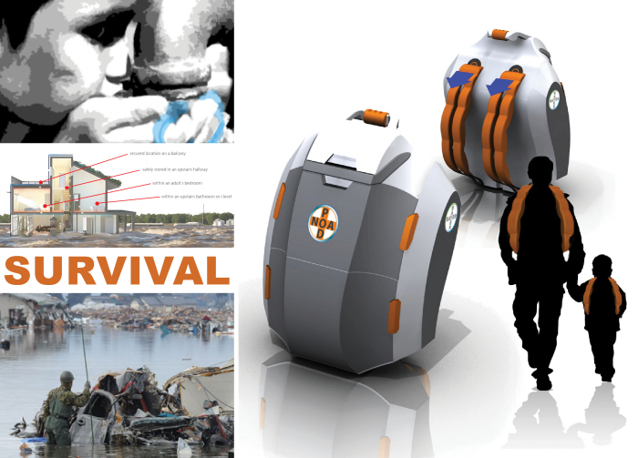 NOA Pod - Flood Survival Pack Concept by Alicia Moore at Coroflot.com