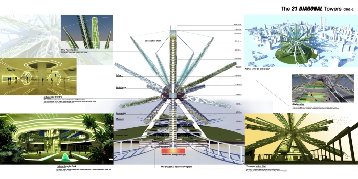 The 21 Diagonal Towers by Mark Curtis Josem at Coroflot.com