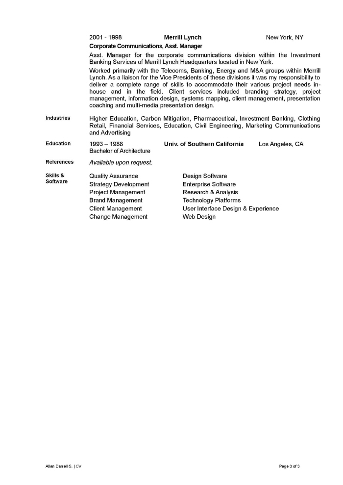 cv / resume by Allan Darrell S. at Coroflot.com