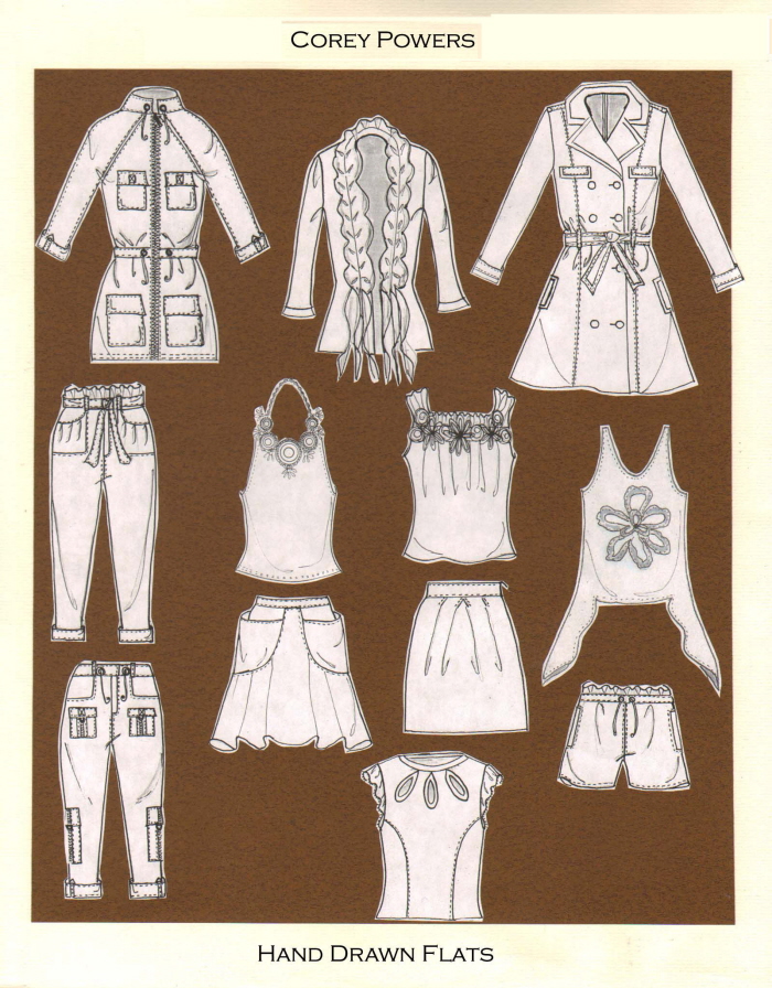Sketch Book / Hand Drawn Flats by Corey Powers at Coroflot.com