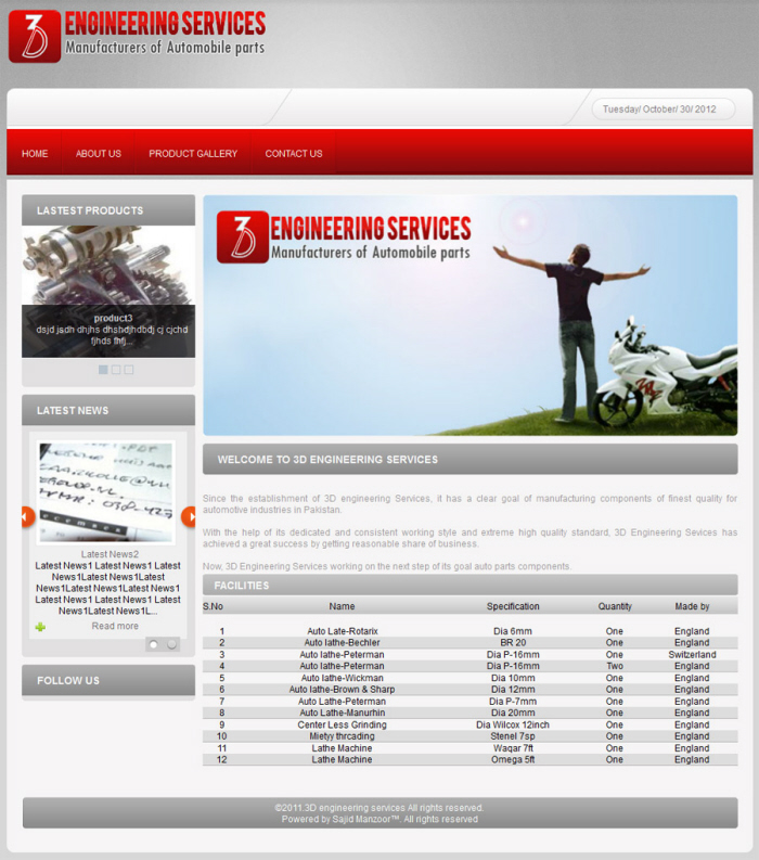 An upload by SaJiD Manzoor on Coroflot: to the project 3DEngineeringServices.com.pk Website