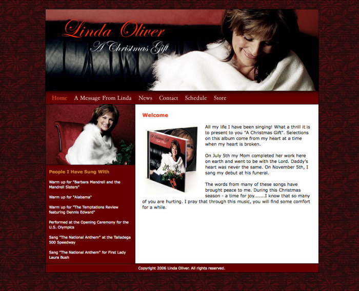 Website Design: Linda Oliver by Jay Galvan at Coroflot.com