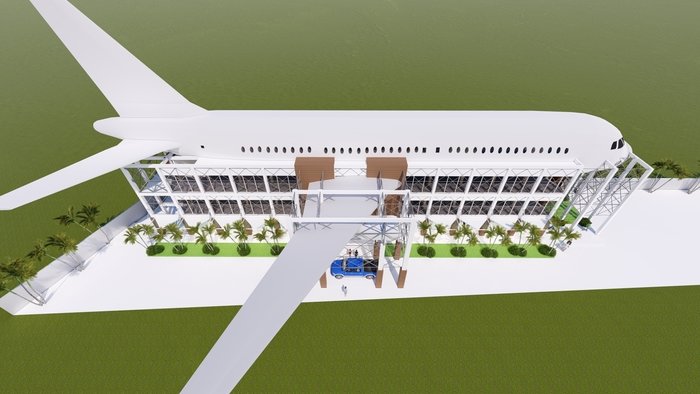 airplane inspired design function hall building by Michael Angelo C ...
