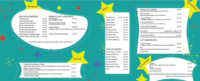 Lucky Burger menu by Sarah Wiseman at Coroflot.com