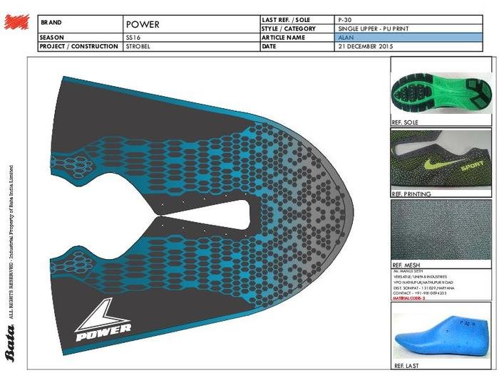 Sports footwear upper design with specification sheet by Gunjan Kumar ...