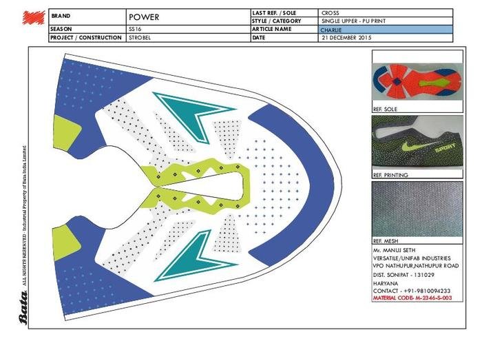 Sports footwear upper design with specification sheet by Gunjan Kumar ...