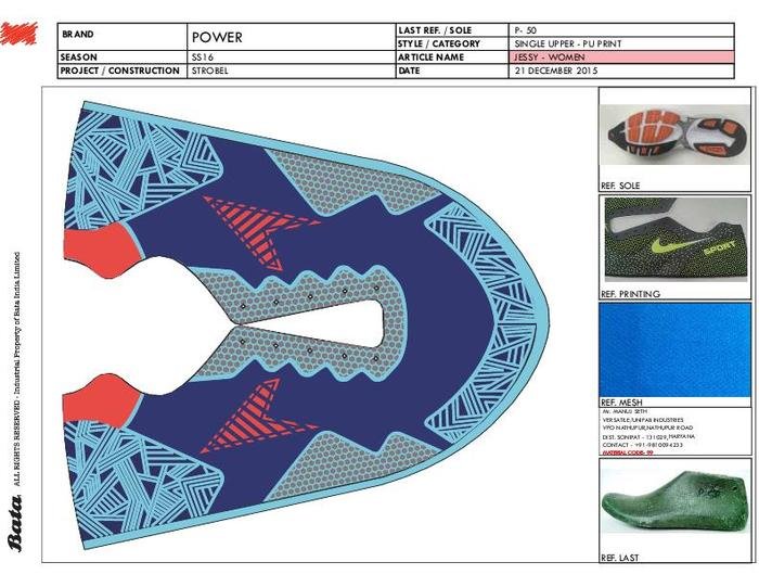Sports footwear upper design with specification sheet by Gunjan Kumar ...
