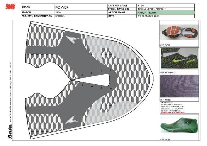 Sports footwear upper design with specification sheet by Gunjan Kumar ...