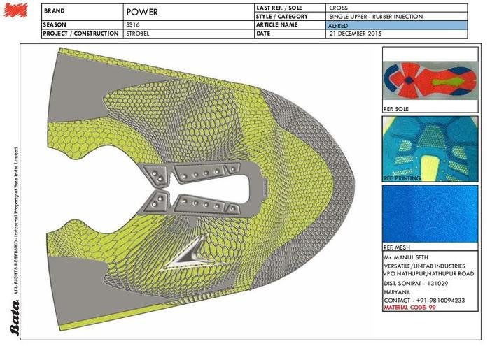 Sports footwear upper design with specification sheet by Gunjan Kumar ...