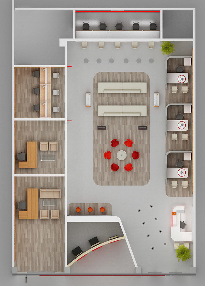 Bank interior 3D visualization by kazem gh at Coroflot.com