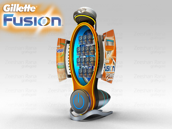 Gillette Fusion Display Stand by Zeeshan Rana (grafixgold) at Coroflot.com