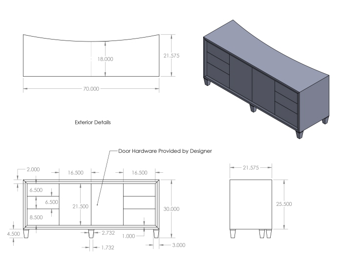 Custom Curved TV Console / Dresser by David Strauss at Coroflot.com