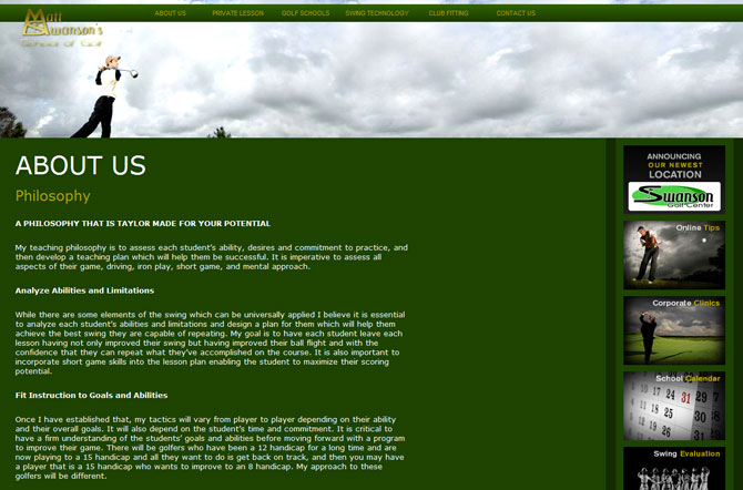 Matt Swanson School of Golf by Jabari Emanuel at Coroflot.com