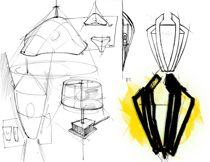Tom Dixon-inspired Lighting Design & Sketches by Aaron Pierce at ...