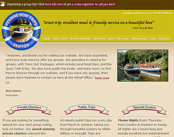 Pennine Boat Trips Website by Gavin Platt at Coroflot.com