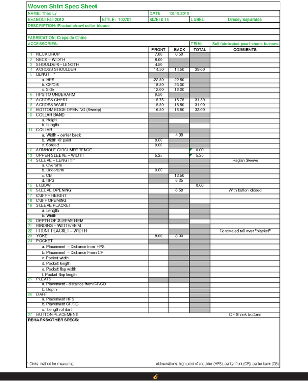 Sample Technical Packet by Thao Ly at Coroflot.com