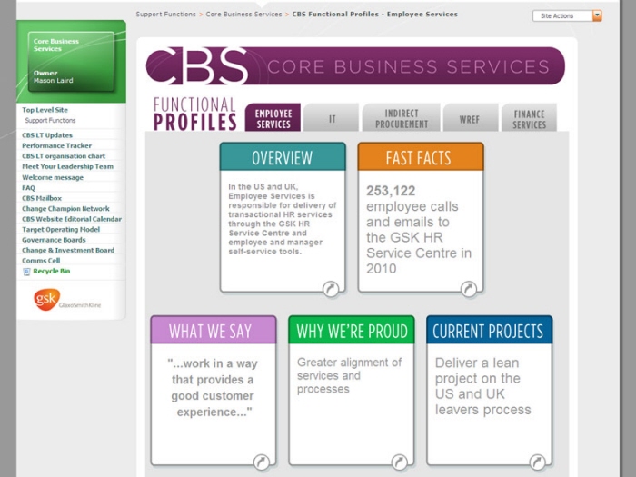 Core Business Services Intranet site by Monica Brown at Coroflot.com