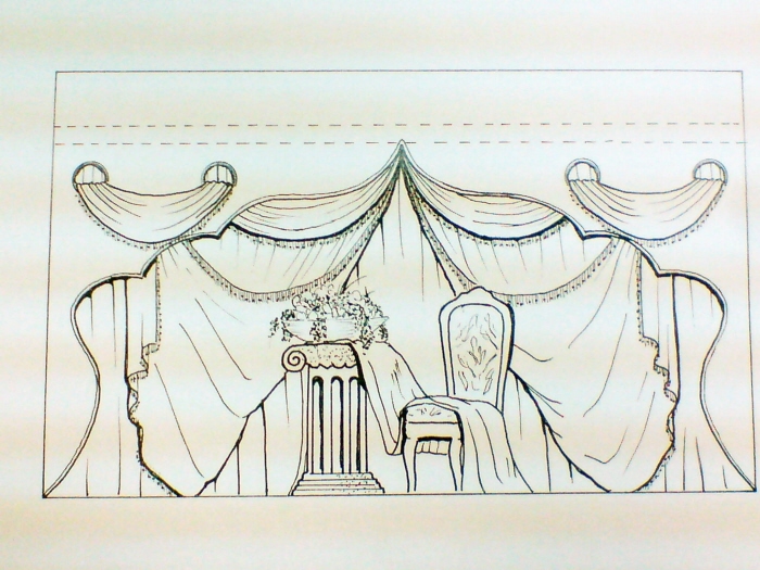 sample drawing of my curtain designs by Samuel Cardel at Coroflot.com