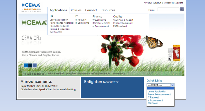 CEMA Intranet & Newsletter by Vijay Krishnan at Coroflot.com