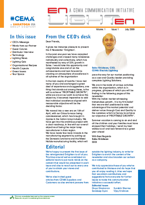 CEMA Intranet & Newsletter by Vijay Krishnan at Coroflot.com