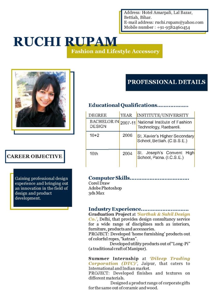 CV by Ruchi Rupam at Coroflot.com
