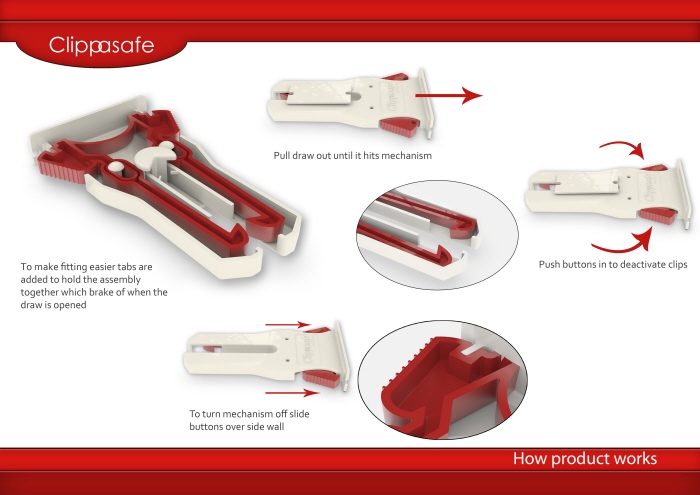 Clippasafe Child Saftey Lock by Simon Pougher at Coroflot.com