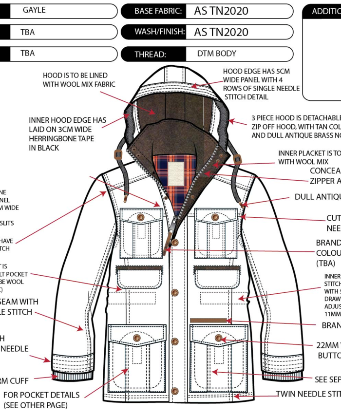 Examples of technical packs by Gayle Sandiford at Coroflot.com