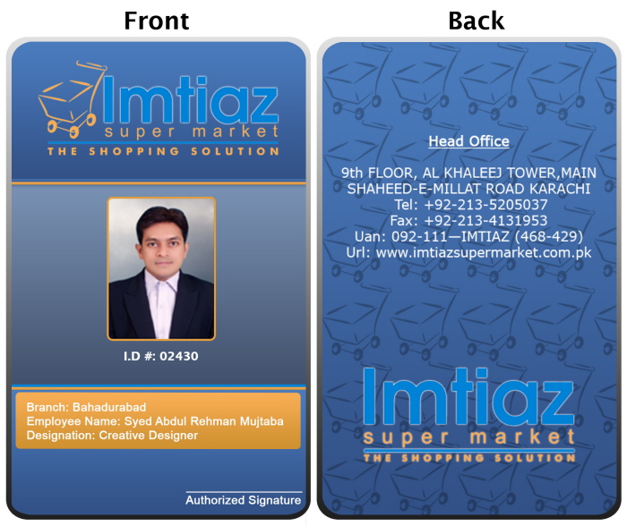Company and Super Market Employee ID and Business Cards by Syed ...