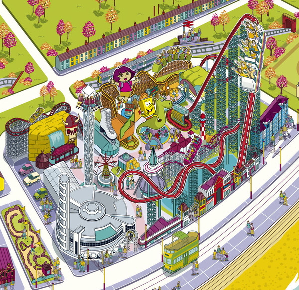 Blackpool Resort Map - Illustrated Map for Visit Blackpool by Rod Hunt ...