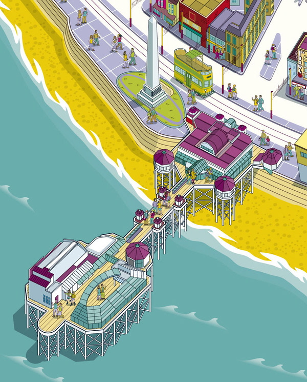 Blackpool Resort Map - Illustrated Map for Visit Blackpool by Rod Hunt ...