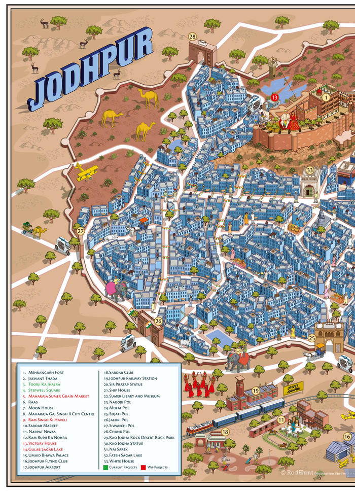 Jodhpur Urban Regeneration City Map Illustration by Rod Hunt at ...