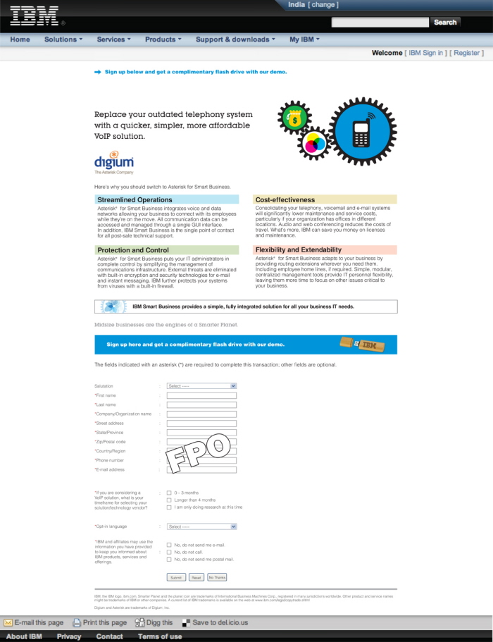 IBM Landing page designs by Suresh BN Gowda at Coroflot.com