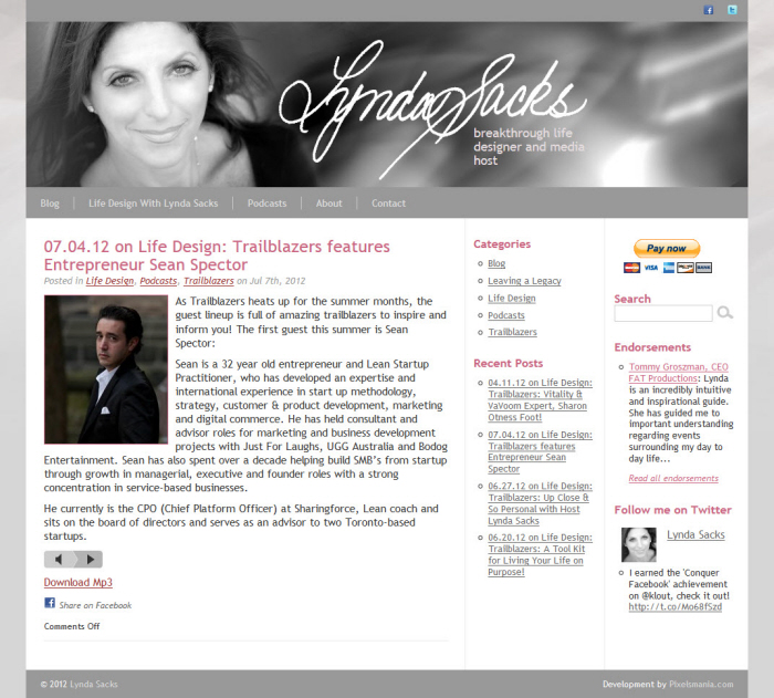 Lynda Sacks’ Website and Business Identity by Natasha Chernavska at Coroflot.com